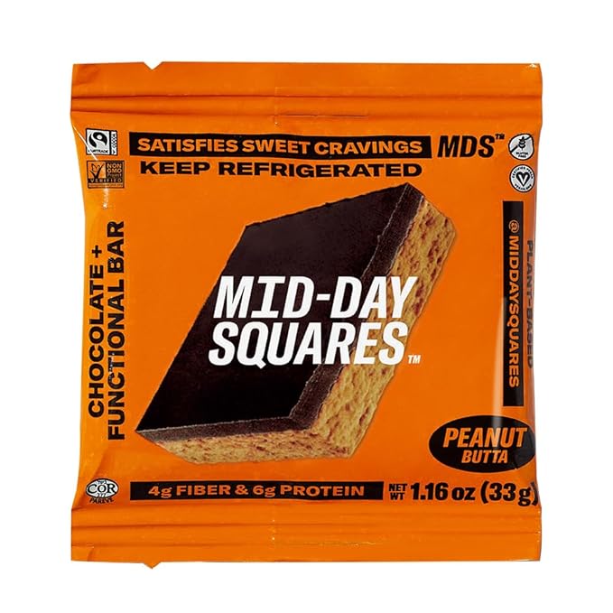 Amazon.com : Mid-Day Squares, Functional Plant Based Chocolate Bar ...