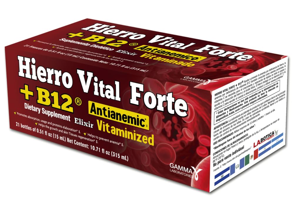 Amazon.com: HIERRO VITAL FORTE + B12 Dietary Supplement - Anti-Anemic ...