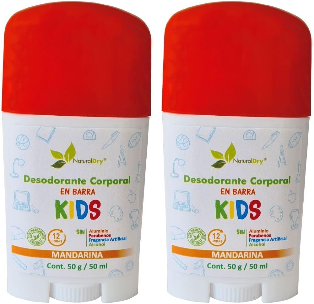 NaturalDry - 2 Kids - Pack de desodorante infantil unisex Natural para ...