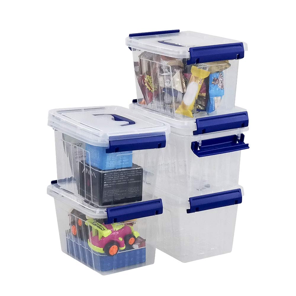 Eudokky 3 Liter Small Storage Box, Plastic Clear Box with Lid Set of 6 ...