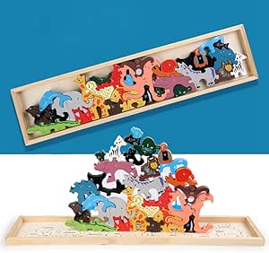 Amazon.co.jp: Sironoa モンテッソーリ玩具 木製パズル 知育玩具 組み合わせ 木のおもちゃ 動物 2 3 4 5歳 子供 女の子 男の子 積み木 型はめパズル はめ込み ...