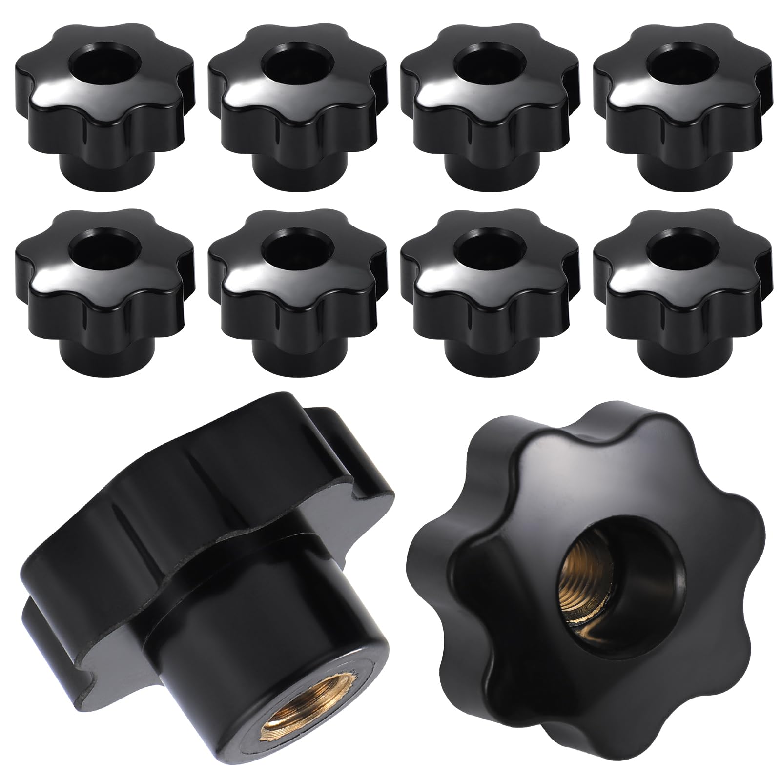 Snapklik.com : OCR 10Pcs 7 Star Through Hole Knob M10 Knurled Thread ...