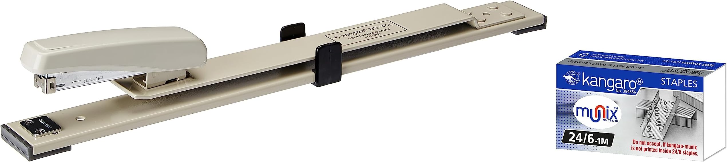 Kangaro Stapler DS 45L - Colour May Vary & Kangaro 24/6 Staples Pack ...