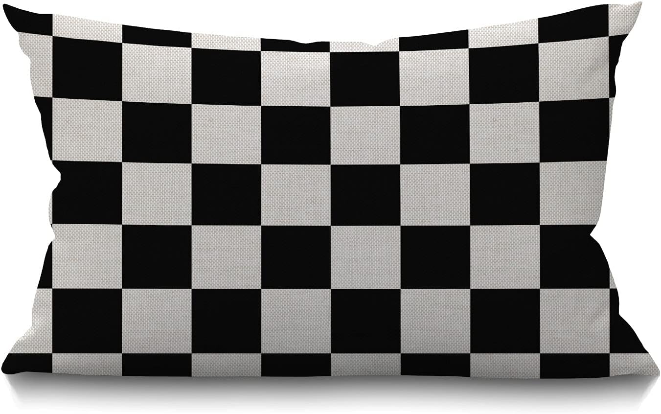 Amazon.com: Smooffly Checkerboard Decorative Throw Pillow Cover Case ...
