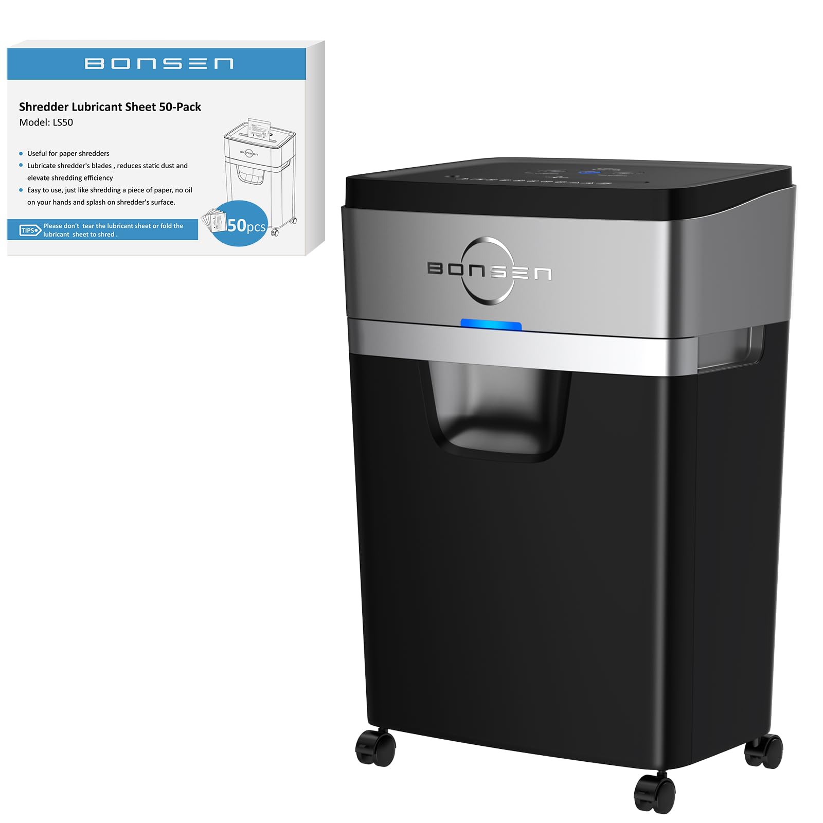 Buy BONSEN 20-Sheet Cross Cut Paper Shredder and 50 Pack Lubricant ...
