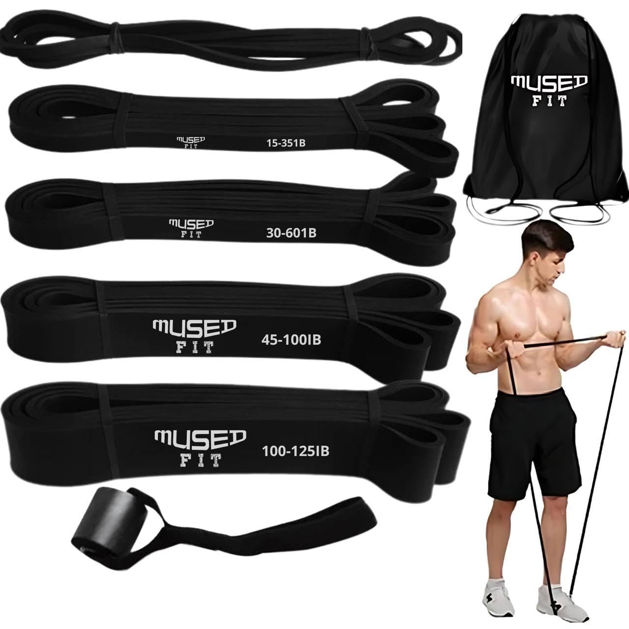 MUSED-FIT Resistance Band Pull Up Assistance Bands,Set of 5 Resistance ...