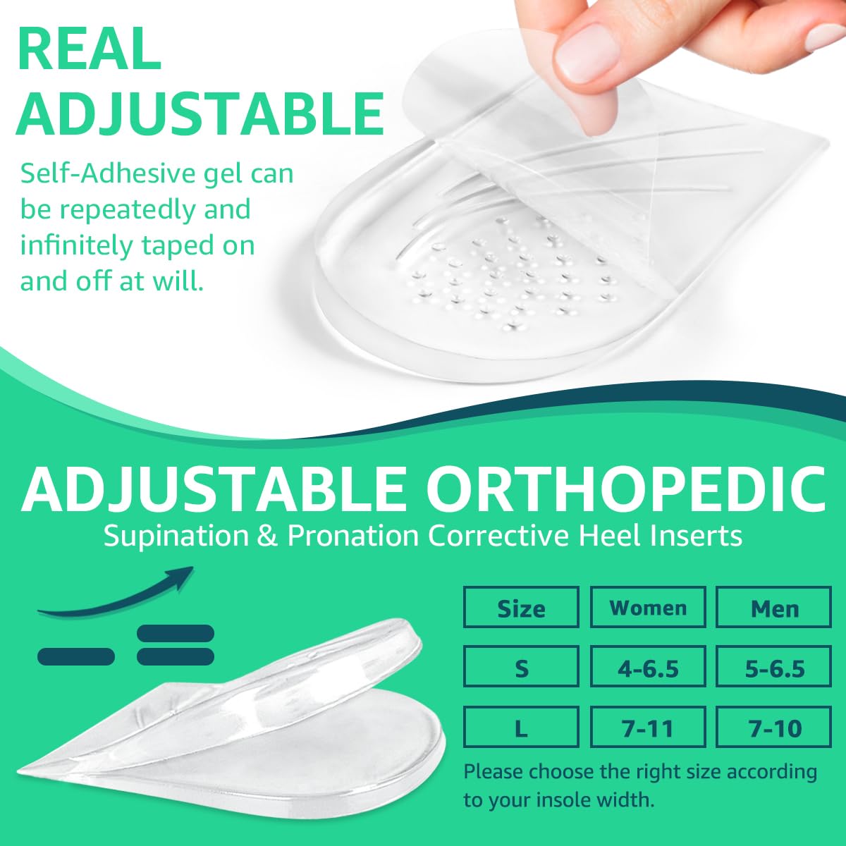 Snapklik.com : Skyfoot 2 Layers Adjustable Heel Wedge Inserts For ...