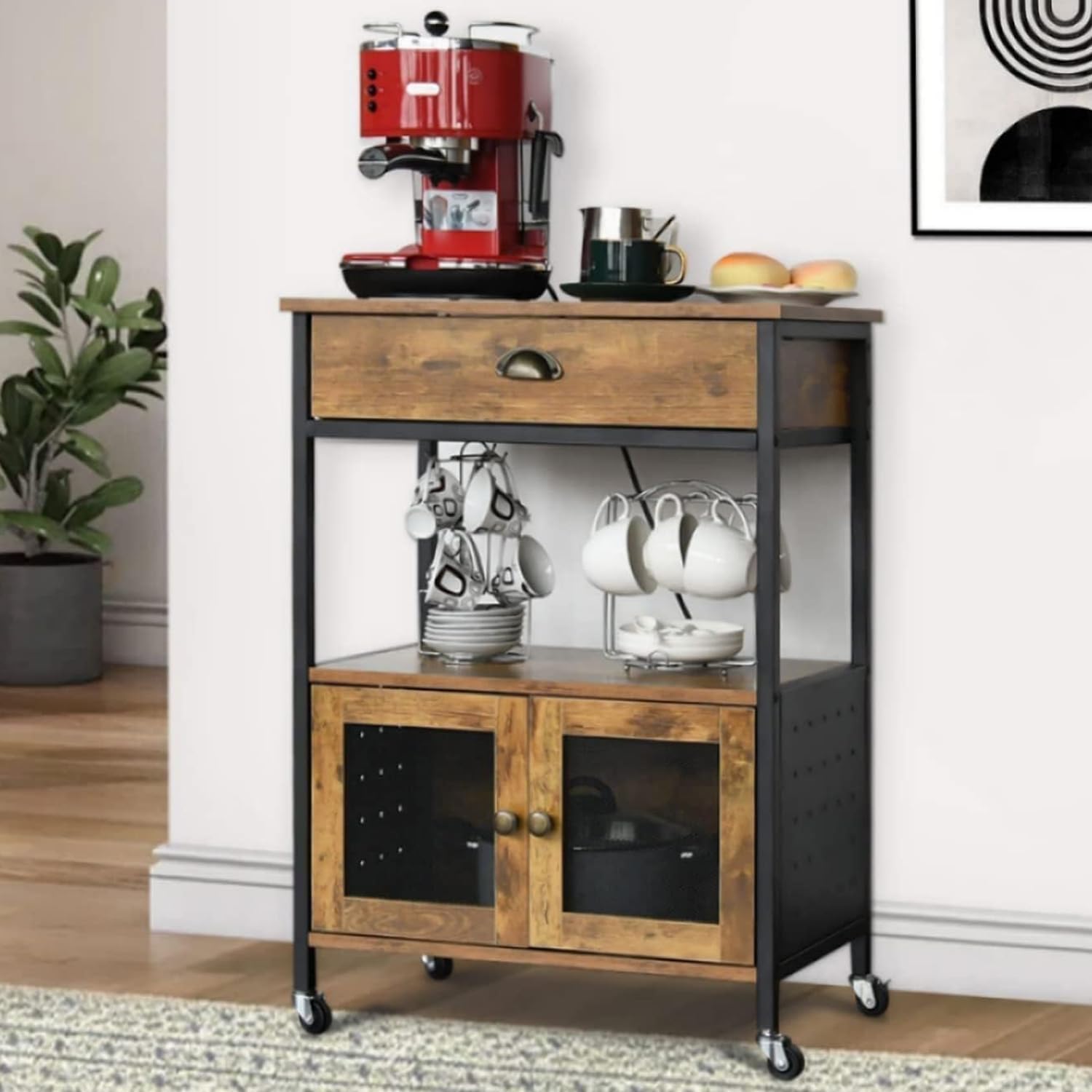 Amazon.com - HOMBCK Bar Cart for The Home, Coffee Bar Cart on Wheels ...