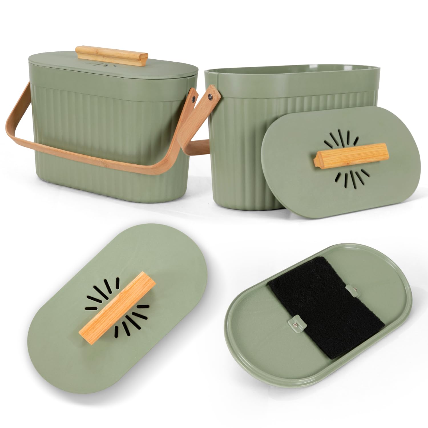 Narrow Kitchen Compost Bin Countertop - Yatmung Odorless Counter Top ...