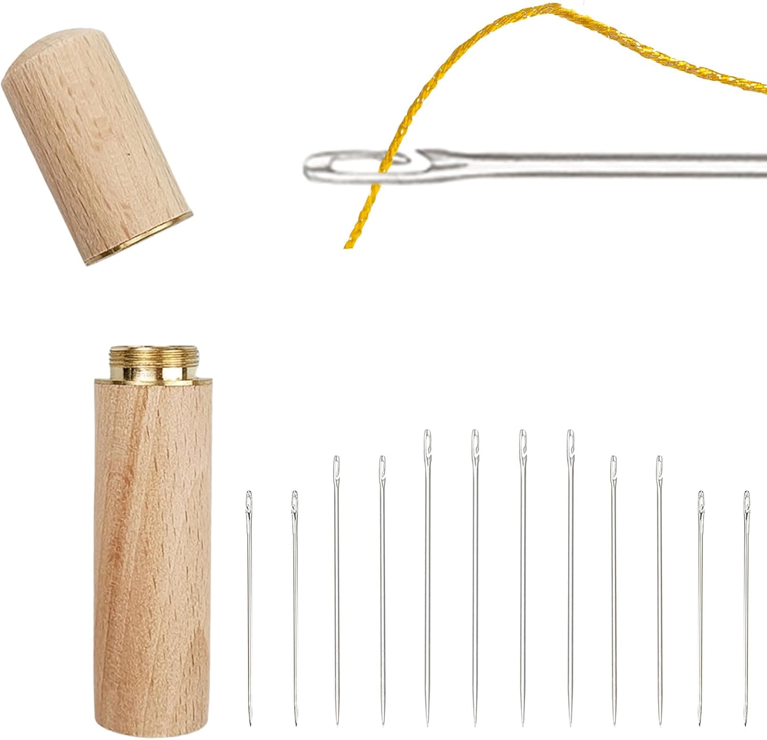 12pcs Self Threading Sewing Needles, 3 Sizes Big Eye Thread Needles ...