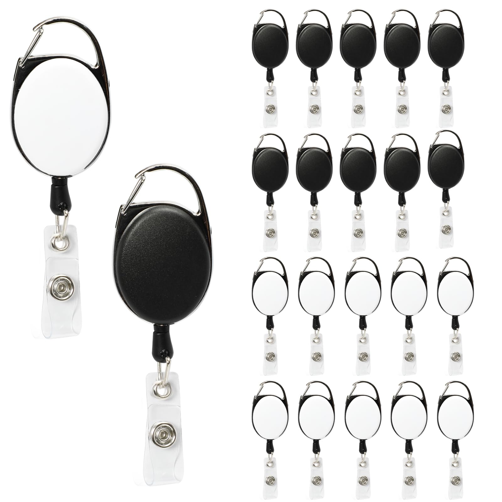Amazon.com : 20 Pack Retractable ID Card Key Holder with Ring Heavy ...