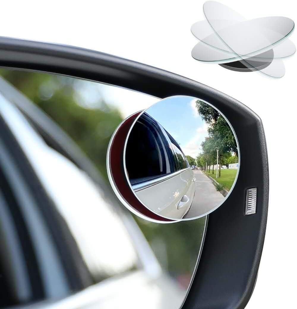 2 PCS Blind Spot Car Mirrors, 2" Round HD Glass Frameless Convex Rear ...