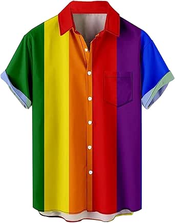Amazon.com: YIQAUMA Men's LGBT Button Down Shirt Gay Pride Shirts ...