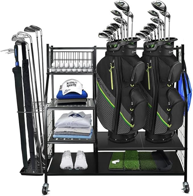Golf Bag Storage Golf Organiser Golf Rack : Amazon.co.uk: Sports & Outdoors