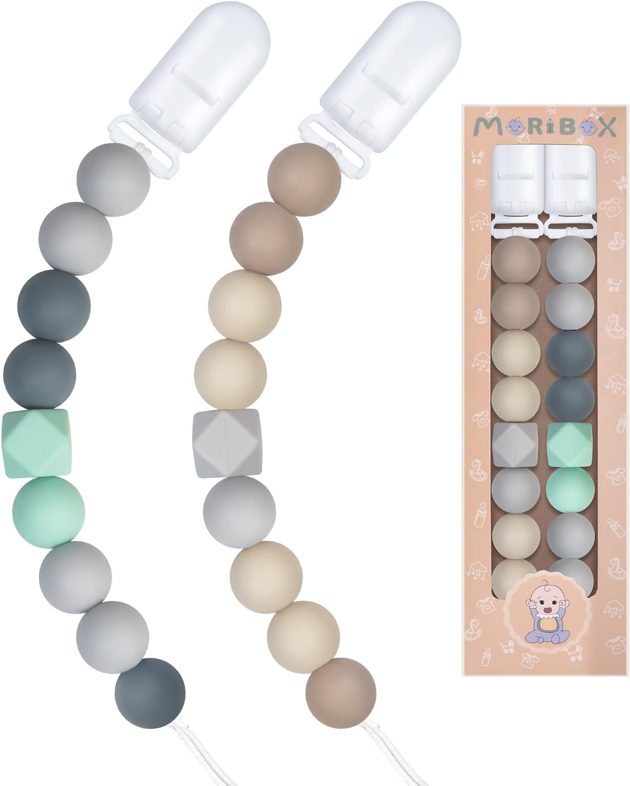 Amazon.com : MAM 2 Clips for Pacifiers With Fasteners and Flexible ...