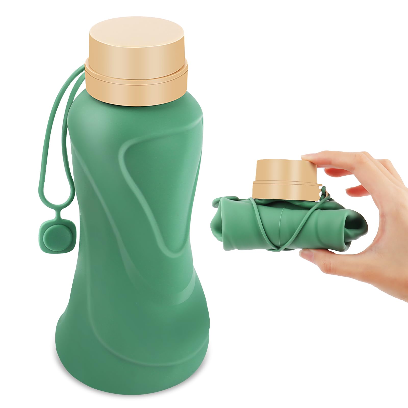 Amazon.com: Collapsible Water Bottle,650ml,Leak Proof,Reuseable BPA Free Silicone Foldable Water ...