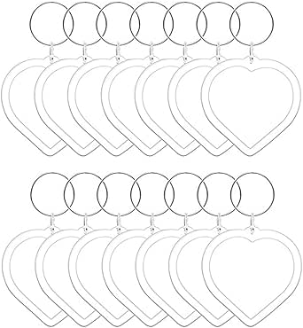 Amazon.com: QUUPY 25PCS Clear Acrylic Heart Shape Blank Photo Keychains ...