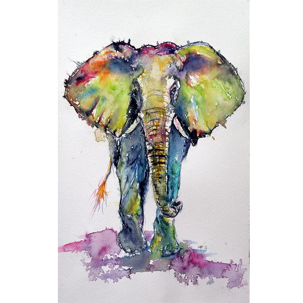 Aquarell Elefant Malerei ELEFANT #22 Acrylgemälde Modern In Türkis