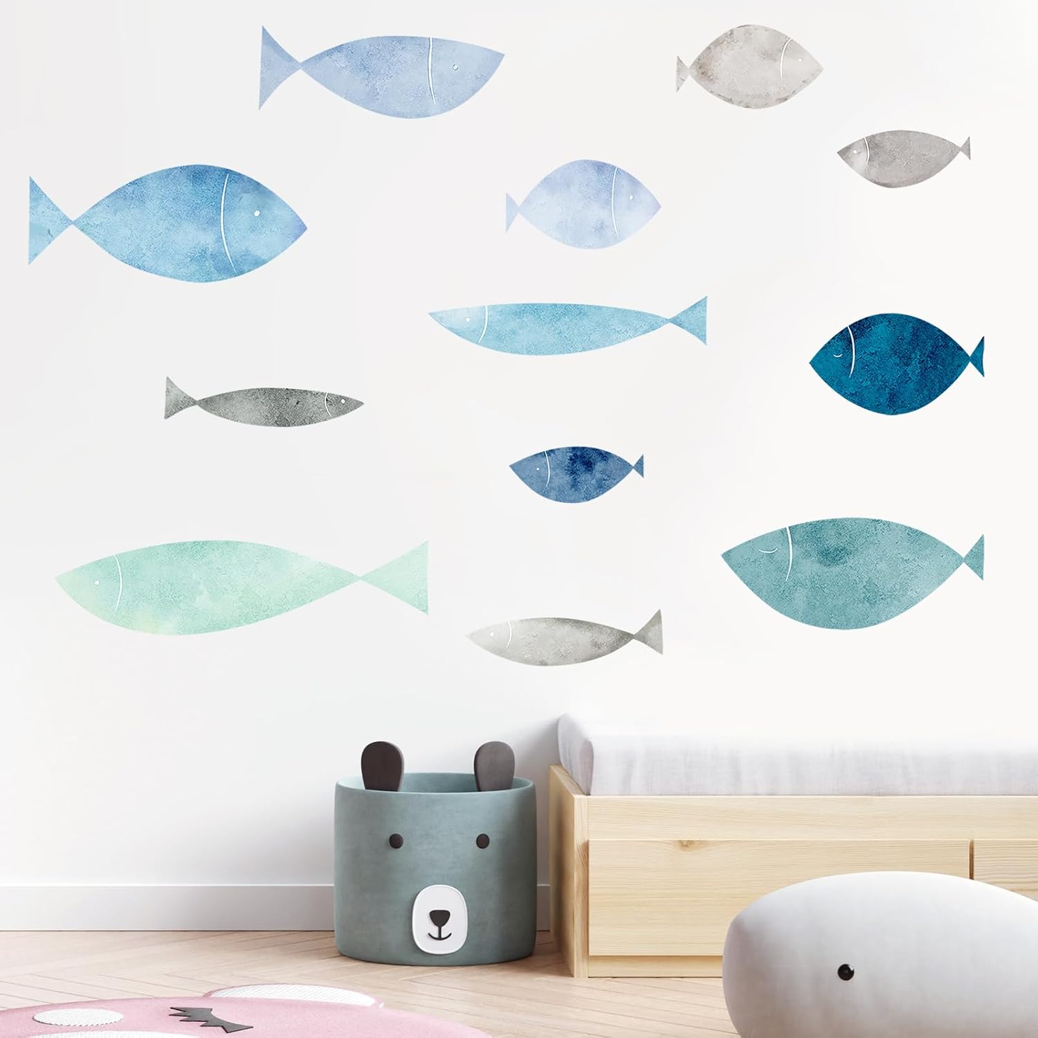 Amazon.com: Humyoun 36 Pcs Ocean Fish Wall Decals Watercolor Blue ...
