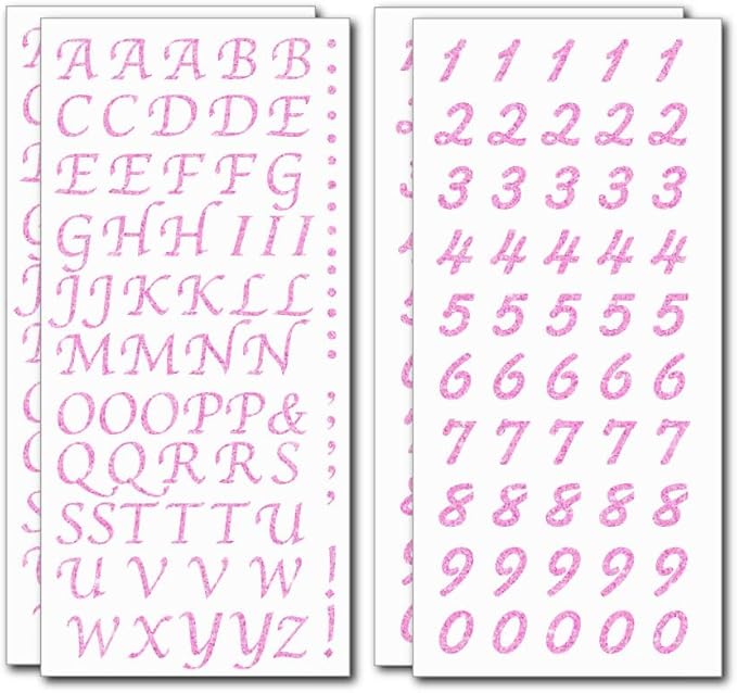 Amazon.com: Peel and Stick Glitter Alphabet Letter and Number Stickers ...
