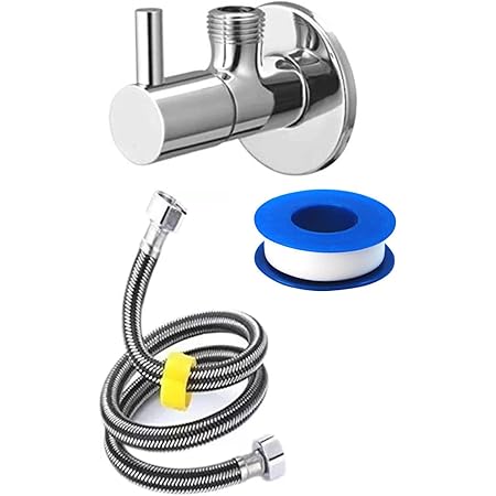 Keshi Angle Valve (Turbo Handle) with Wall Flange Chrome Bathroom, Wash ...