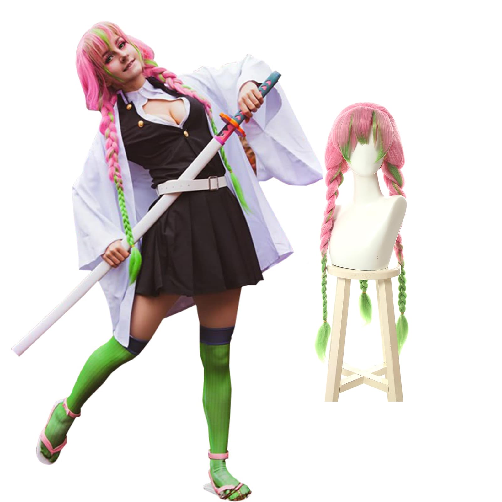 Amazon.com: Nuoqi Mitsuri Cosplay L with Wig Adult Female Mitsuri ...
