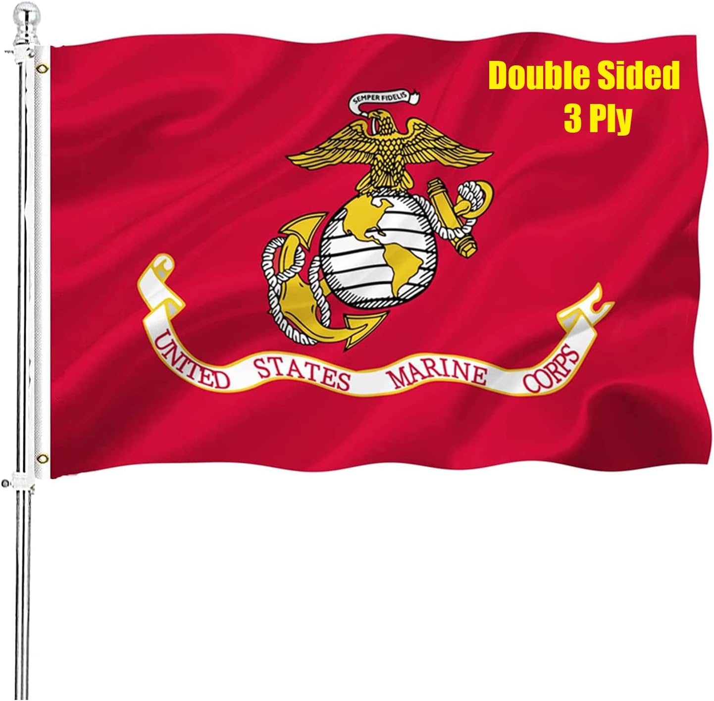Amazon.com : US Marine Corps Red EGA 3'x5' Polyester Flag with 6 ...