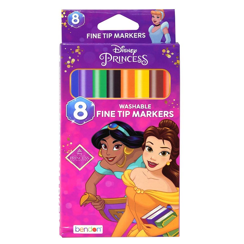Amazon.com: Bendon Disney Princess Washable Fine Tip Markers (8-Count ...