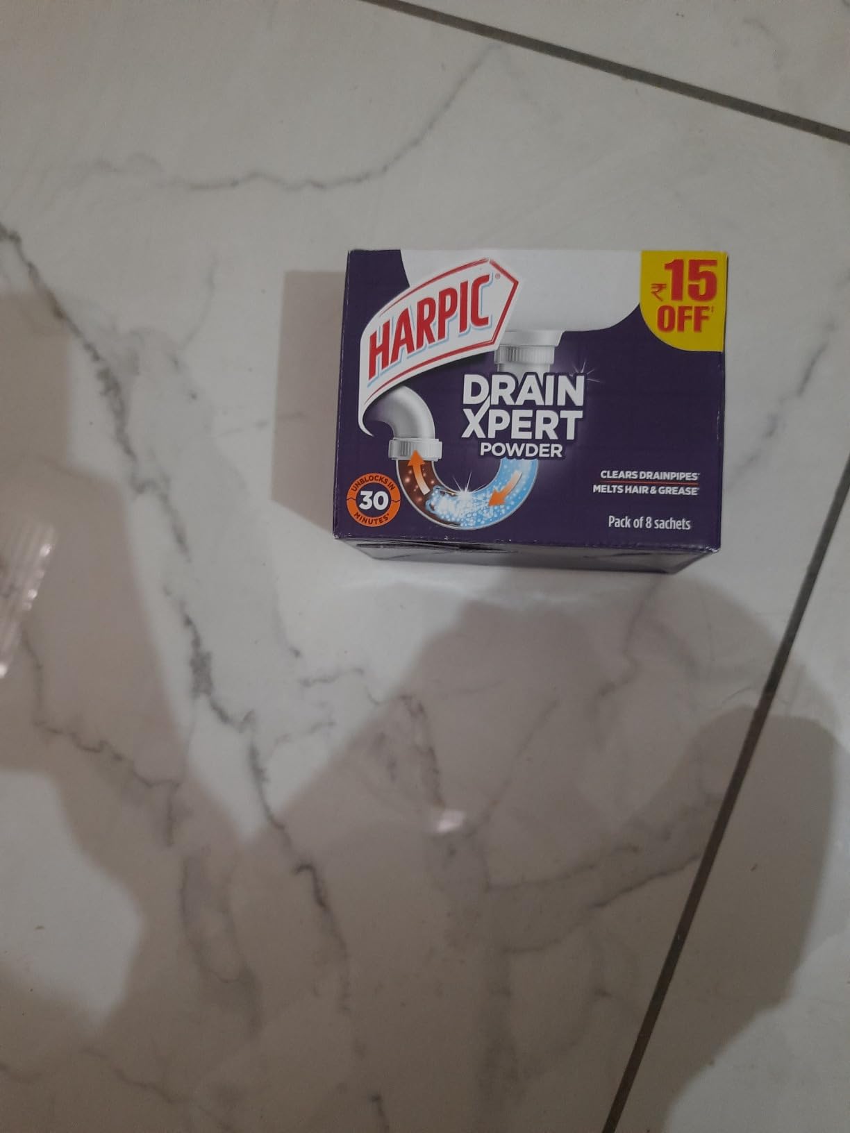 Harpic (50g x 8), Drain Xpert Drain Cleaner Powder | Effective Sink ...