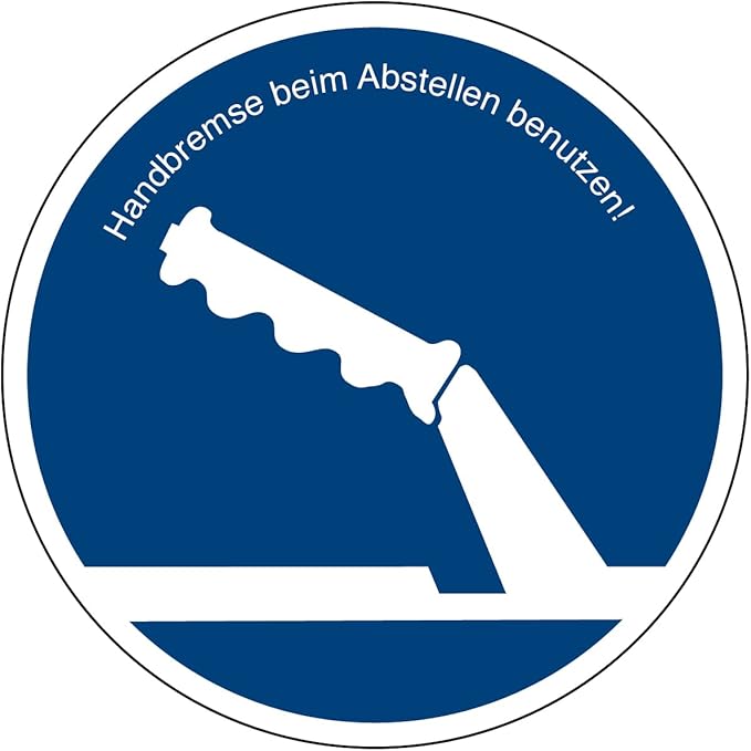 Aufkleber Gebotszeichen Hinweis"Handbremse beim Abstellen benutzen ...