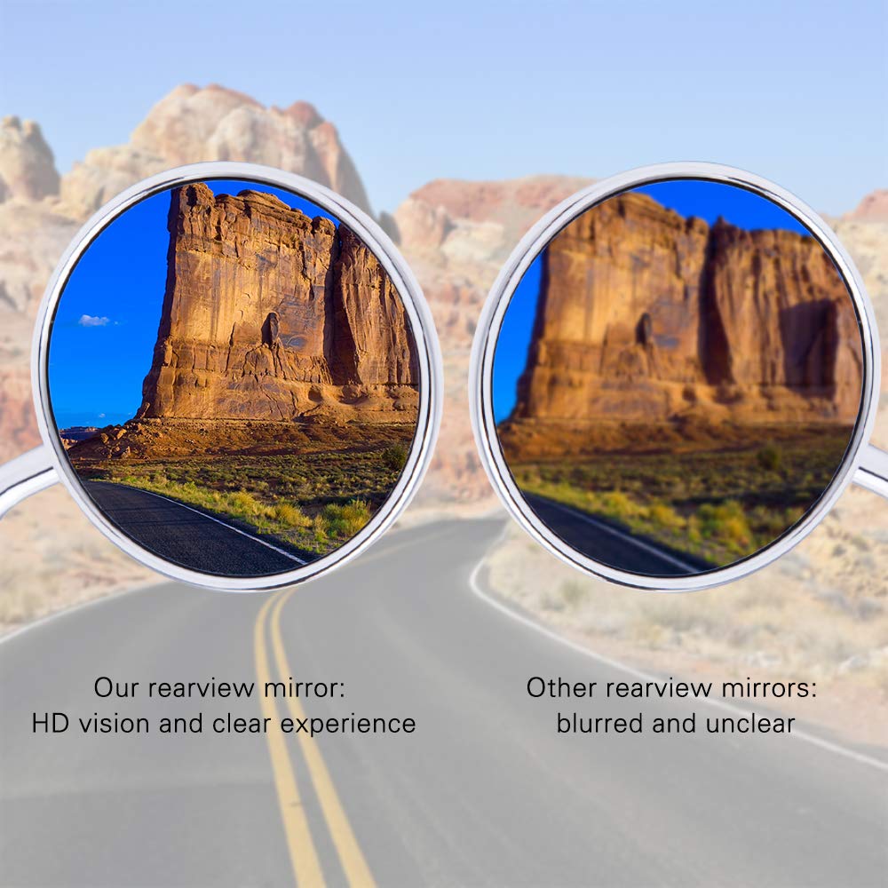 DREAMIZER 8mm 10mm Universal Rear View Mirrors Chrome 3" Round ...