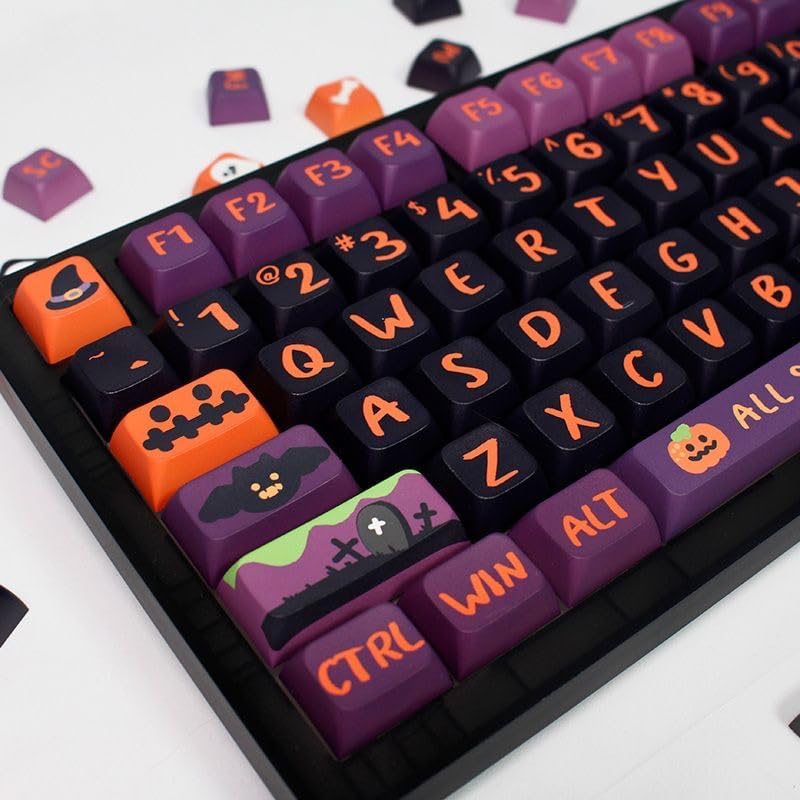 Amazon.com: Pusakoa Halloween Black Cat Themed Keycaps, XDA Profile PBT ...
