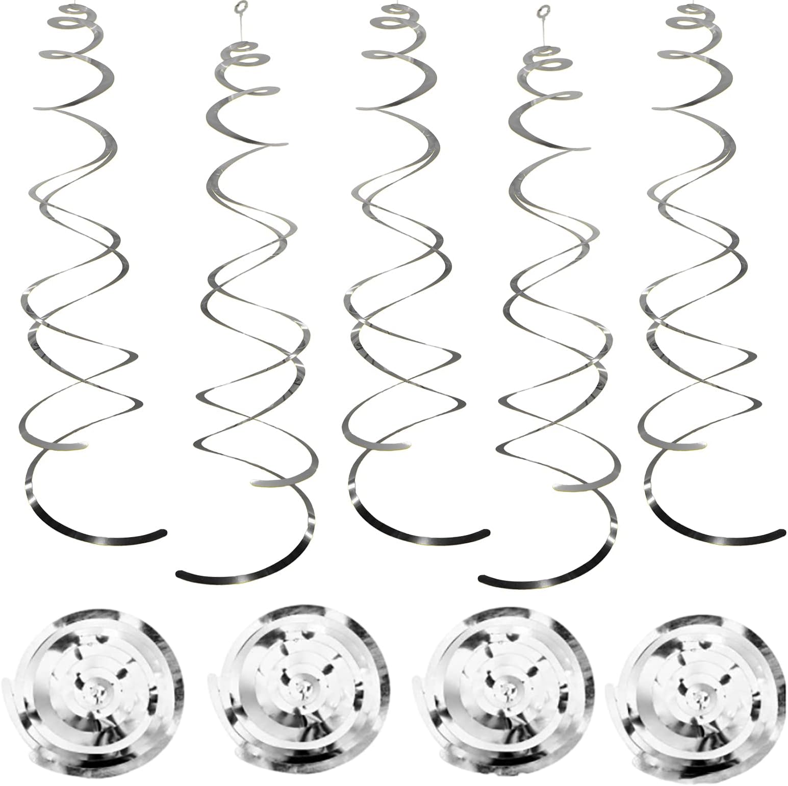 Amazon.com: 30 Pcs Silver Hanging Swirl Party Decorations,Sparkle ...