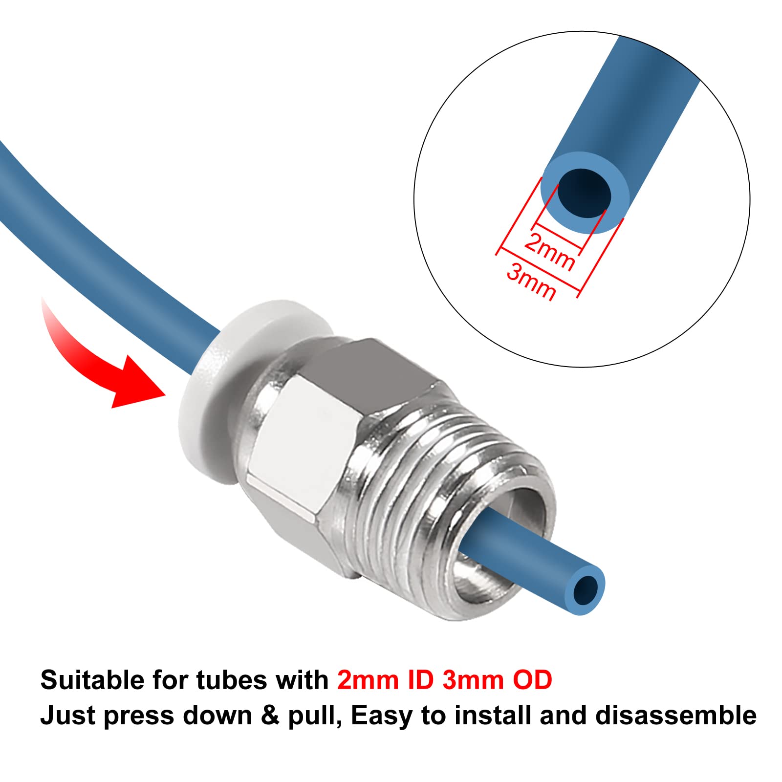 Snapklik.com : 12Pcs PC4-M10 Male Straight Pneumatic PTFE Tube Push In ...