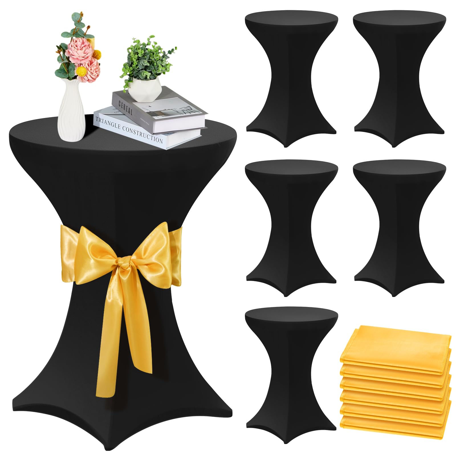 Amazon.com: VitalCozy 6 Sets of 32 x 43 Inch Spandex Cocktail Table ...