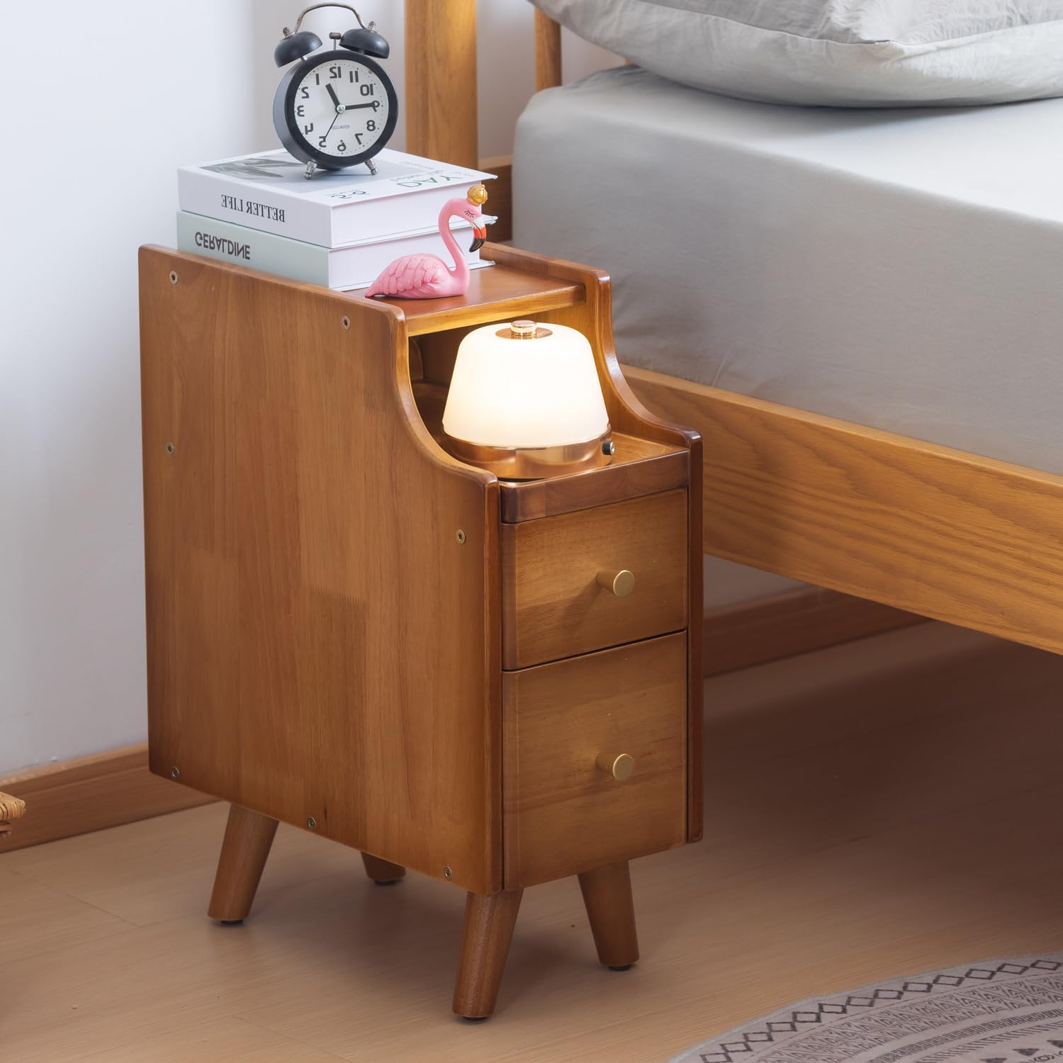 Amazon.com: KASLANDI Small Nightstand,Solid Wood Nightstand with ...