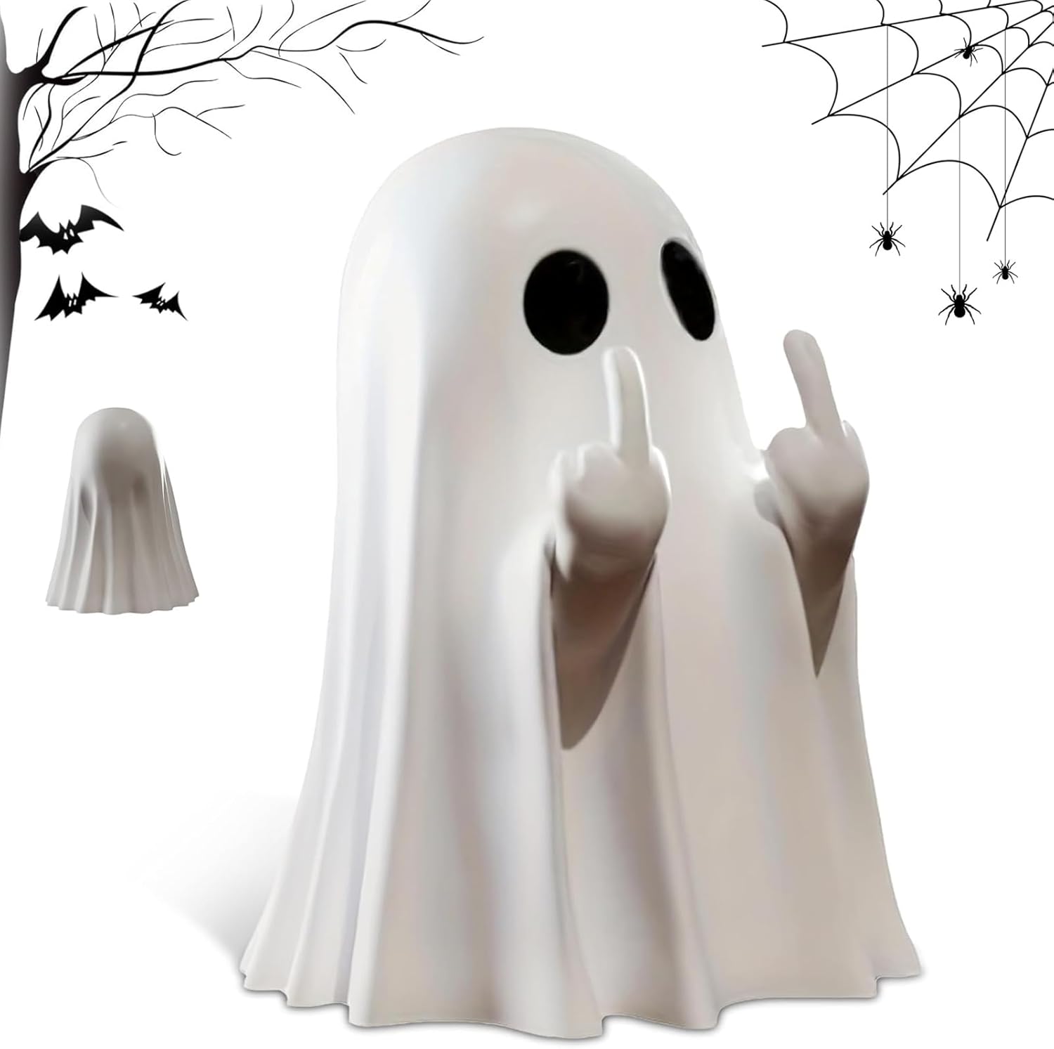Amazon.com: Halloween Ghost Figurine, Middle Finger Statue Ghost, Cute ...