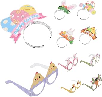 Amazon.co.jp: [NUOLUX] 12個 イースターカチューシャ イースター眼鏡 バニーメガネ イースターフォトプロップ イースターうさぎのカチューシャ イースターエッグ眼鏡 ...