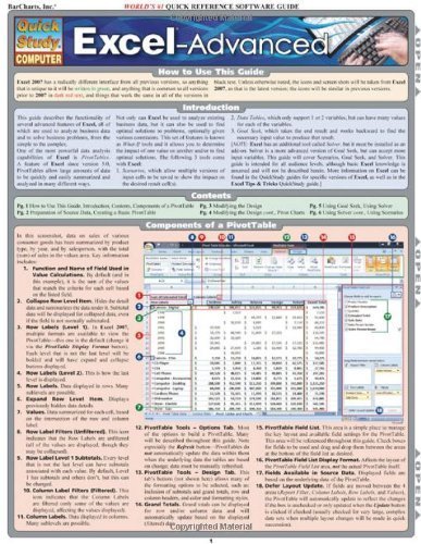 Excel Advanced (Quickstudy: Computer) by Inc. BarCharts (2009-05-31): Amazon.com: Books