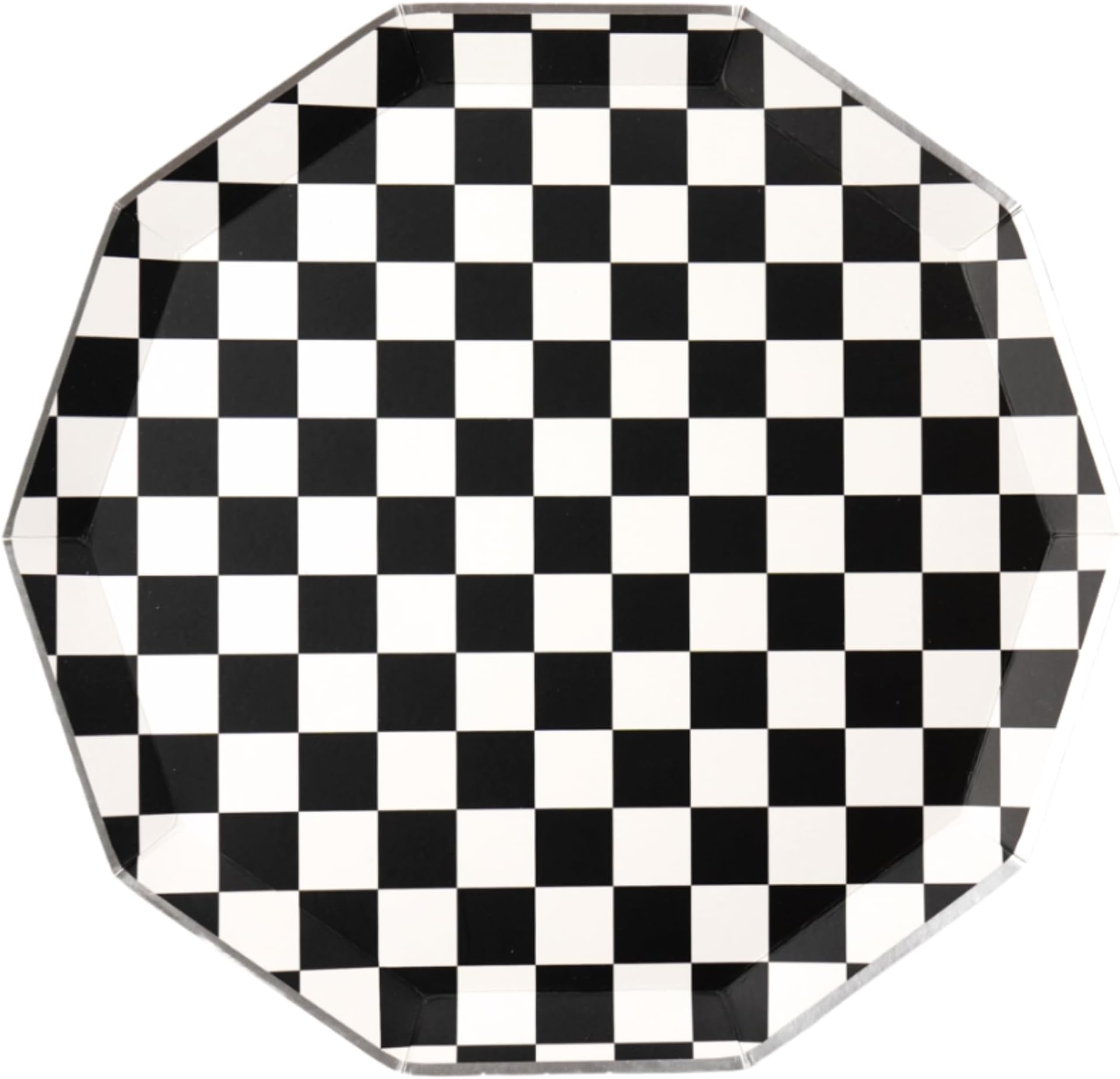 Amazon.com: xo, Fetti Black and Iridescent Checker Paper Plates - 25 ...
