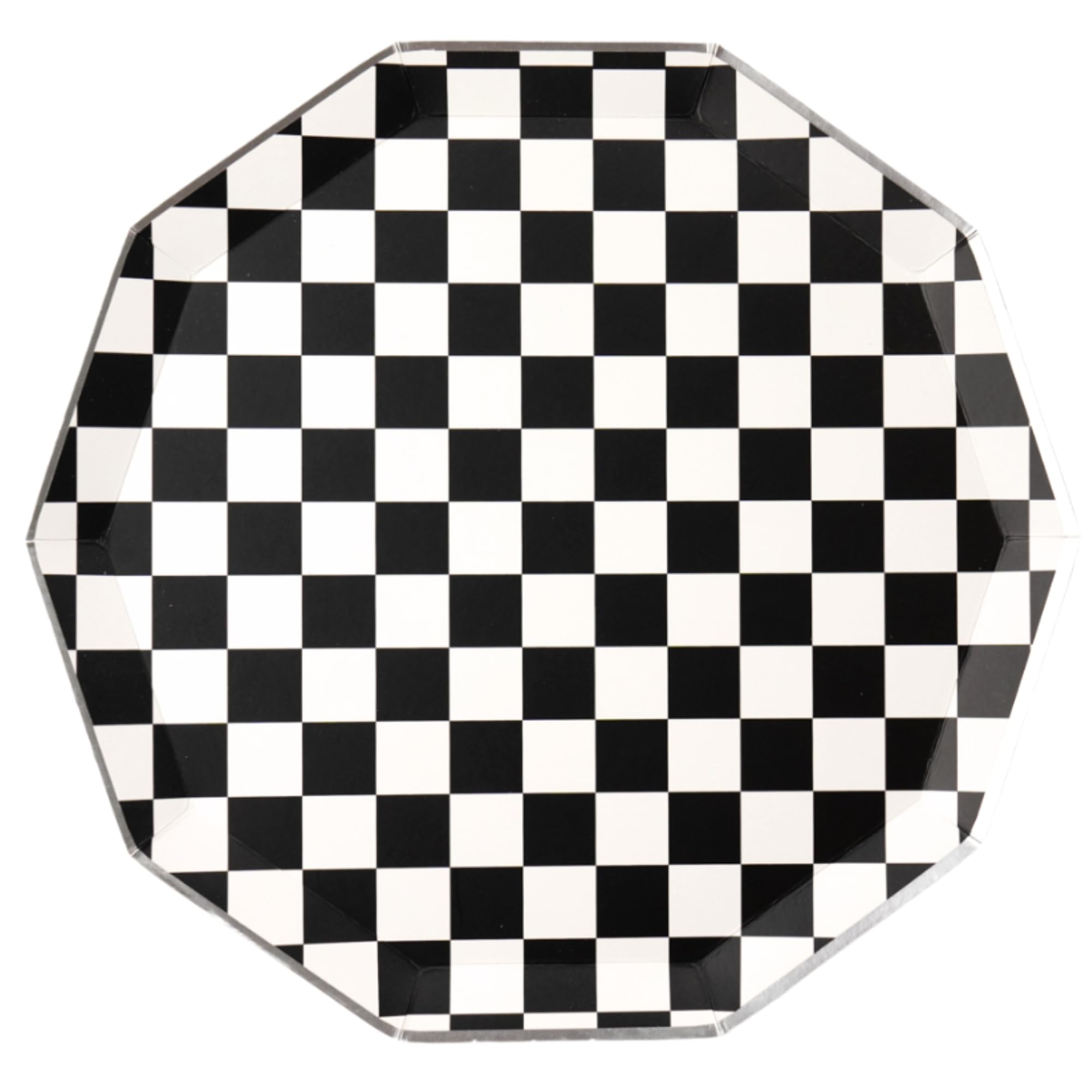 Amazon.com: Black and White Checkered Paper Party Plates by Bonjour ...