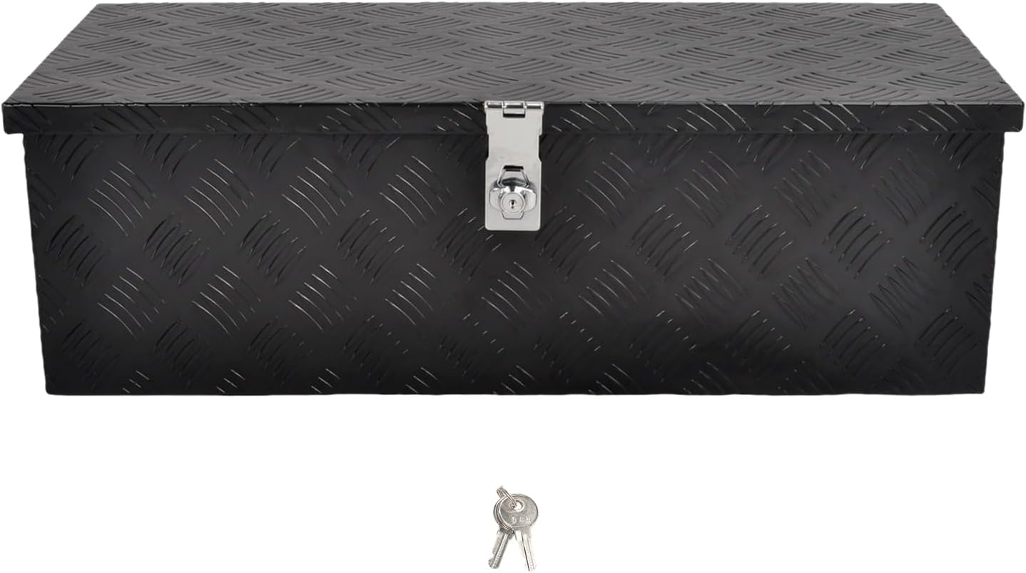 Amazon.com: SSN 30 In Black Aluminum Tool Box 5 Bar Tread Chest Box Flatbox for Truck Car ...