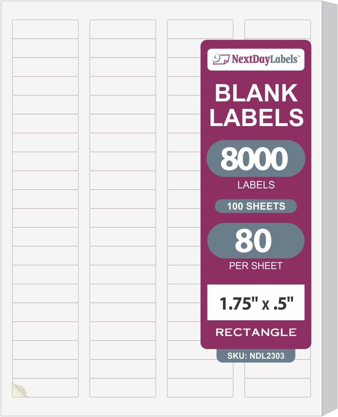 Amazon.com : NextDayLabels – 1-3/4" x 1/2" Rectangular Sticker Labels ...