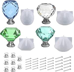 Amazon.com: Wuden DIY Knob Cabinet Silicone Mold 4Pcs for Crystal Epoxy Resin Silicone with Screws