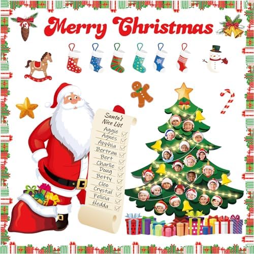 Amazon.com: Estune 72 Pcs Merry Christmas Bulletin Board Set Winter ...