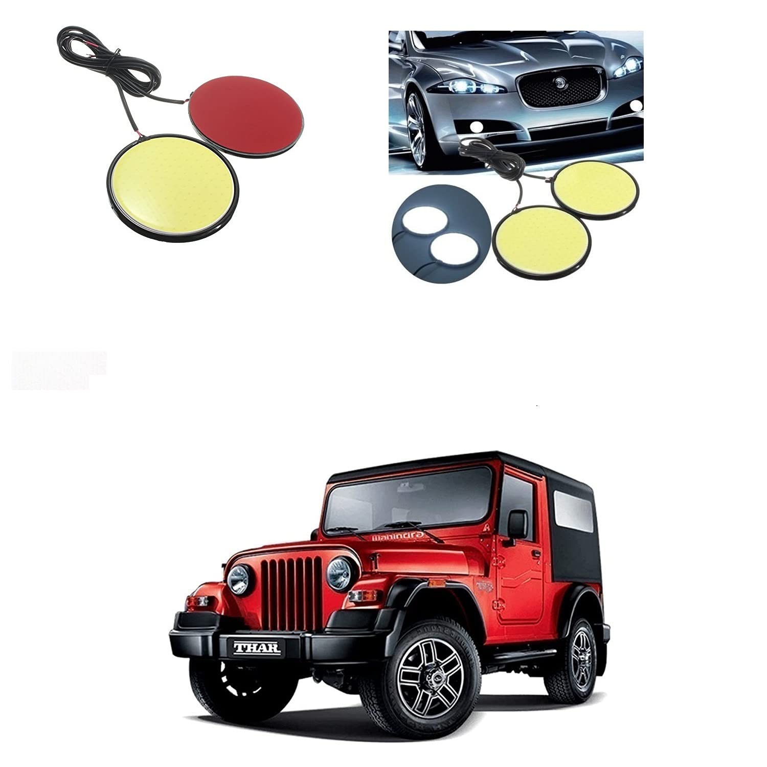 Buy Olmeo Car Led Cob Drl Daytime Running Light Round Fog Lamp (Pack of ...