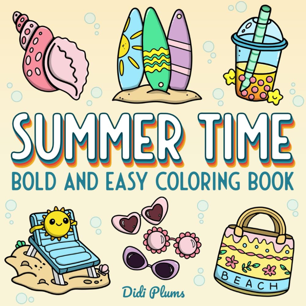 Amazon.com: Summer Time: Bold and Easy Coloring Book for Adults and ...