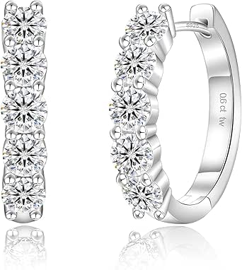 Amazon.co.jp: KRKC&CO モアッサナイト フープピアス レディースピアス シルバー925 内径11mm 金属アレルギー対応 両耳 計0.6ct ホワイトゴールド 人工 ...