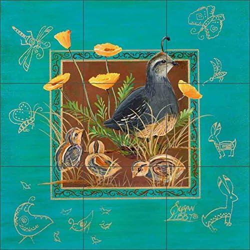 Quail Tile Backsplash Morning Stroll by Susan Libby Ceramic Mural ...