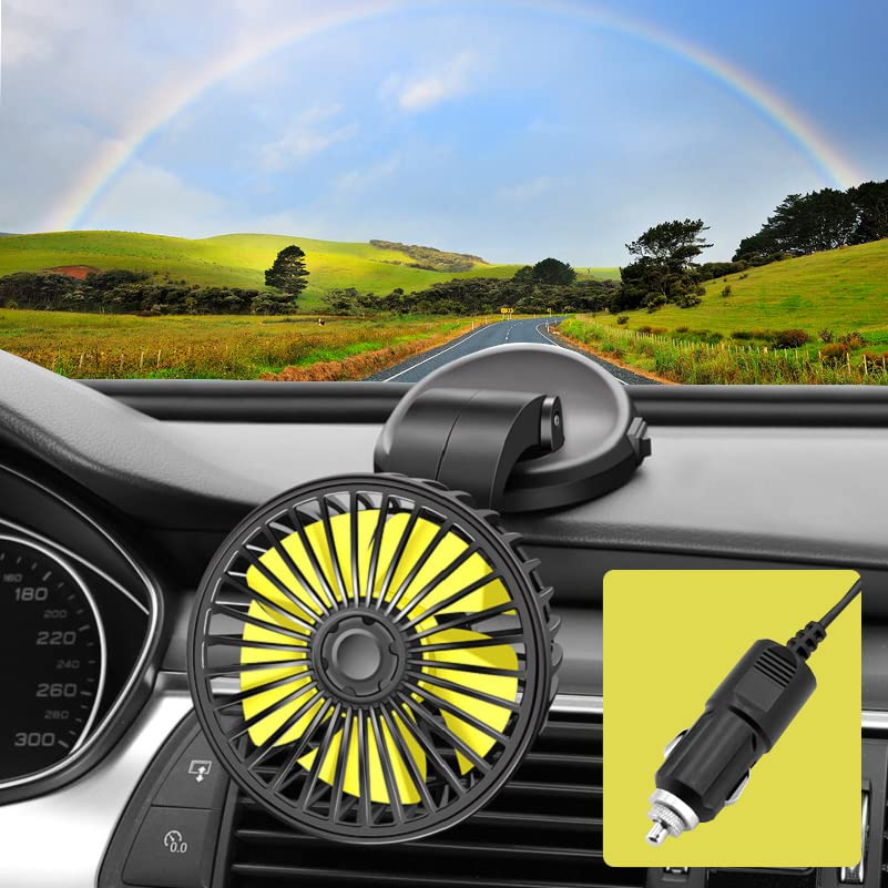 Amazon.com: Car Fan, Ouffun 12V Portable Auto Cooling Fan 360 Degree ...